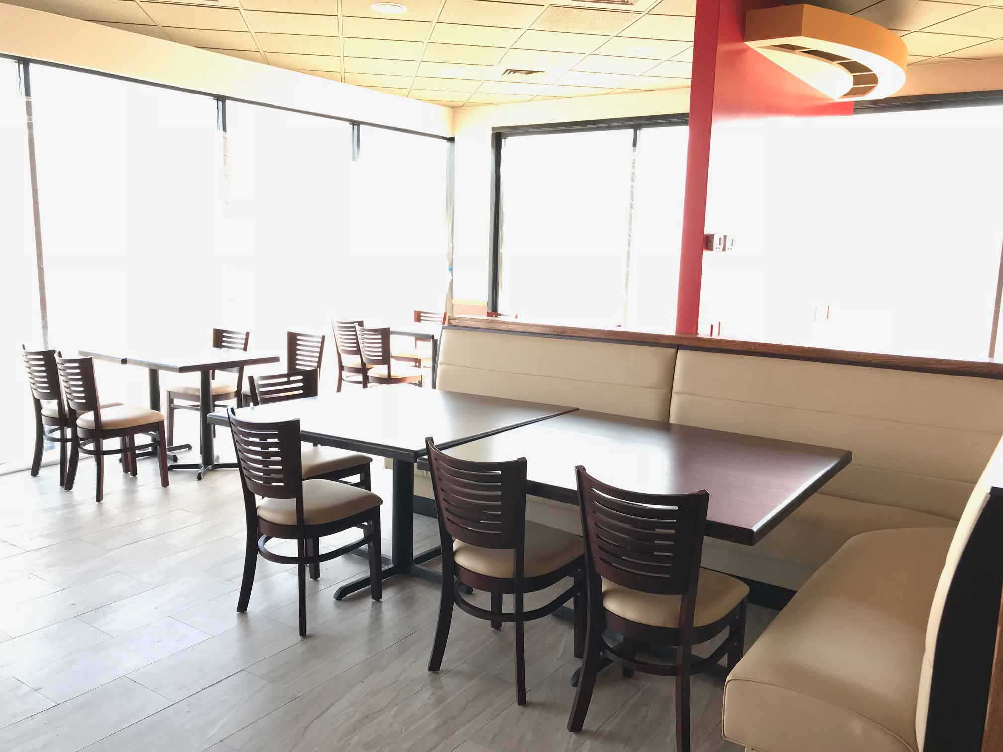 Three Horizontal Channel Wood Panel Style Restaurant Booth