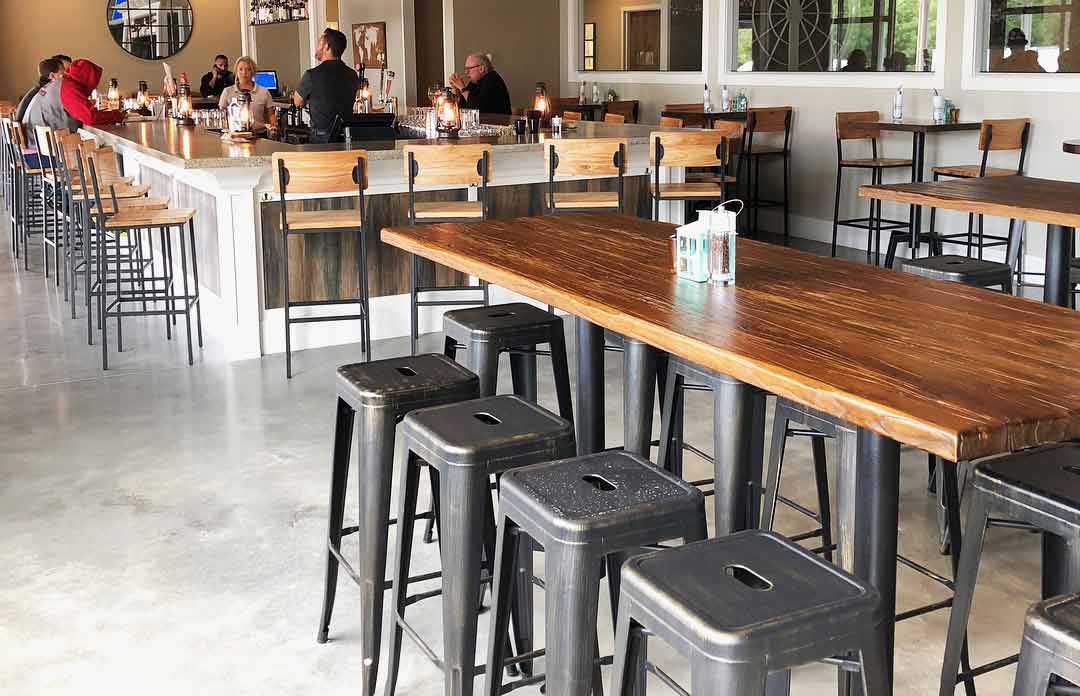 Reclaimed Walnut Wood Restaurant Bar Stool with Industrial Steel Frame