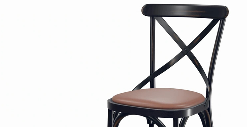 Antique-Look Black Steel Cross-Back Chair Commercial Furniture